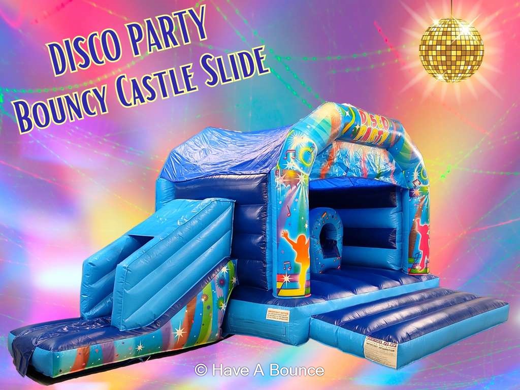 Disco Party Bouncy Castle Slide Combo with Pop-ups 15x20ft - Bouncy ...