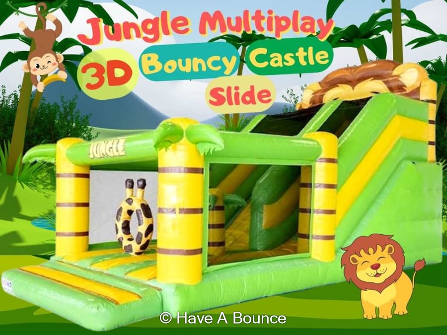 Jungle Lion Activity Bouncy Castle Slide Combo with 3D Pop-ups 26x13ft ...