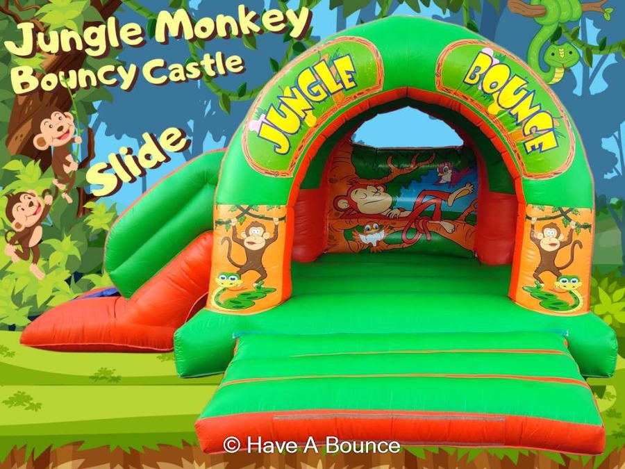 Jungle Monkey Bouncy Castle Slide Combo 15x18ft - Bouncy Castle hire ...